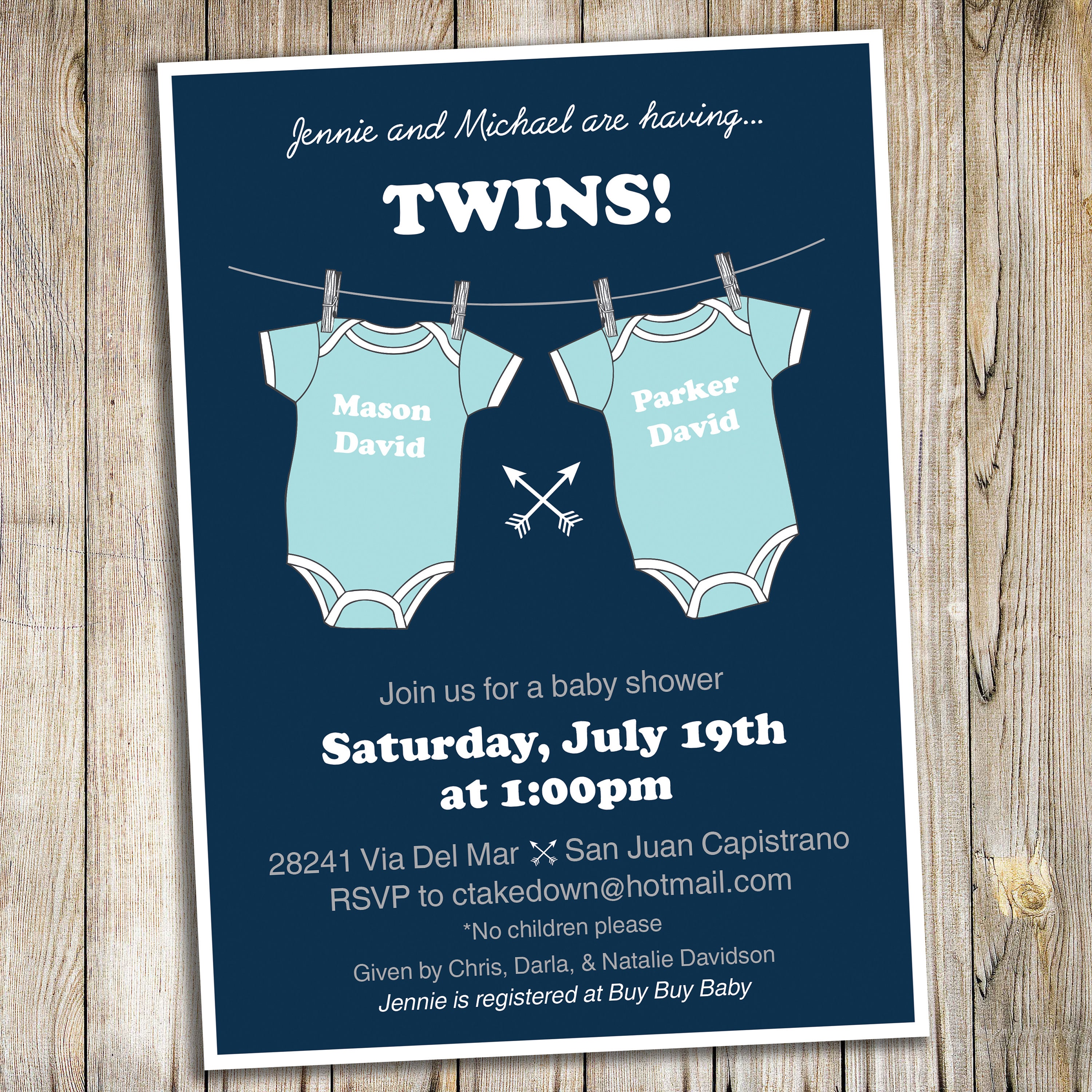 Twin Boys Baby Shower Invitation / Twins Baby Shower Invite / - Etsy