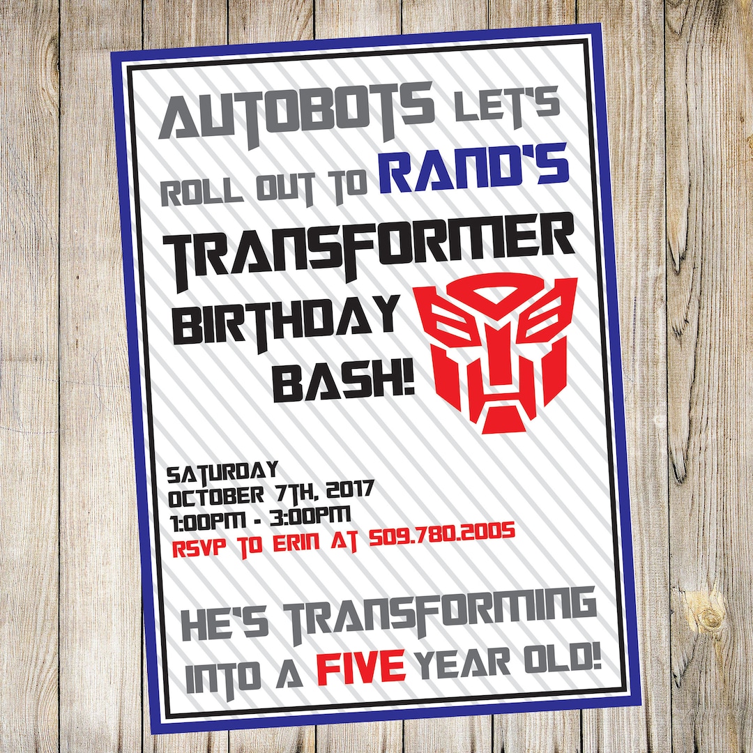 Transformers Birthday Party Invitation / Transformer Party Invite ...