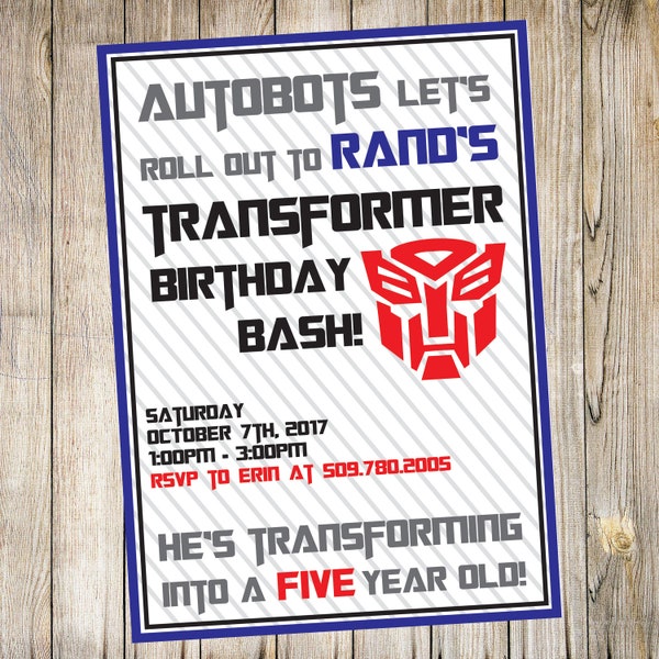 Transformers Birthday Invitation - Etsy