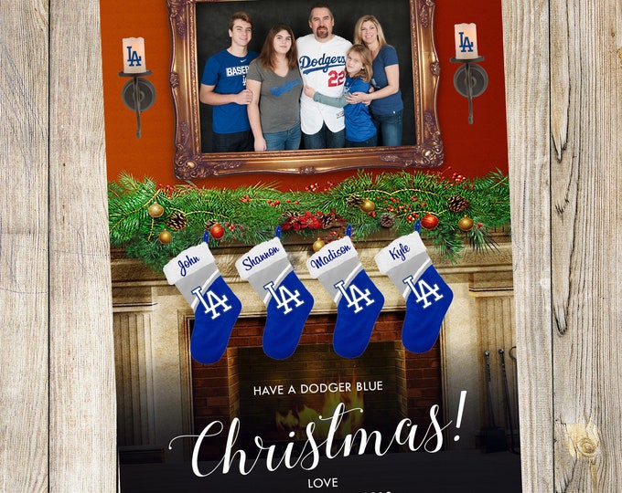 LA Dodgers Theme / Funny Photo Christmas / Holiday Greeting Card ...