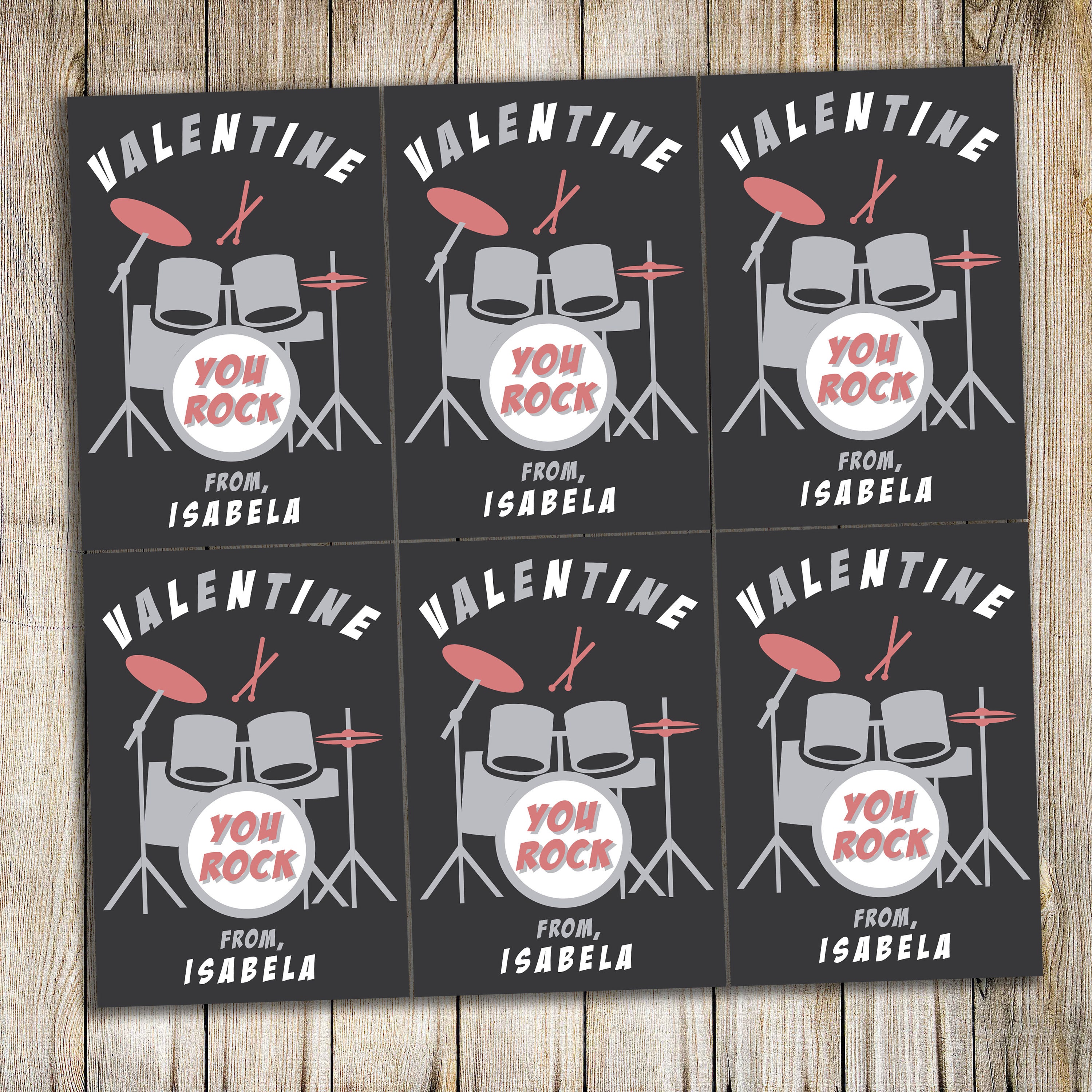Rock Theme Valentine's Day Gift Tags / Boys Valentines Day | Etsy