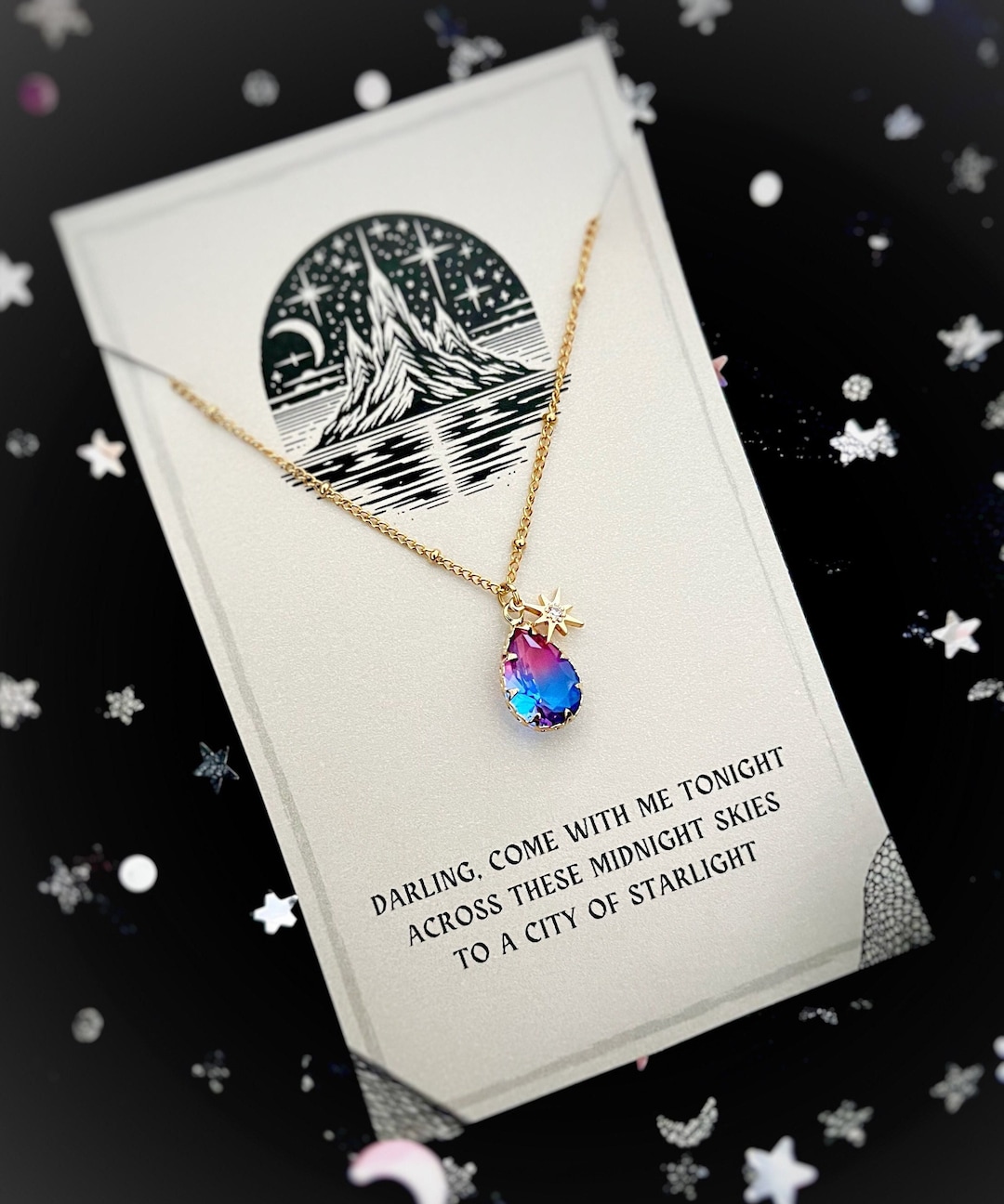 ACOTAR Gift, ACOTAR Night Court Velaris Necklace, Dainty Violet and ...