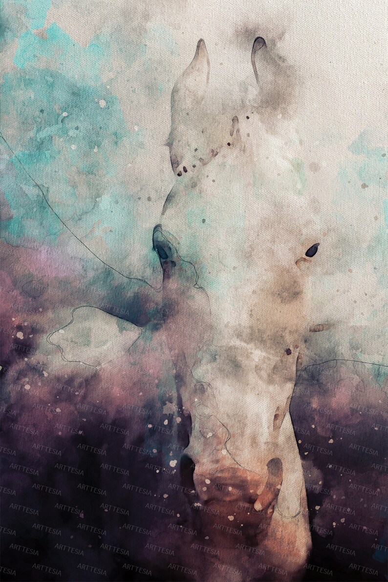 Boho Horse Watercolor Art Digital Print Instant Download, Horse Wall ...