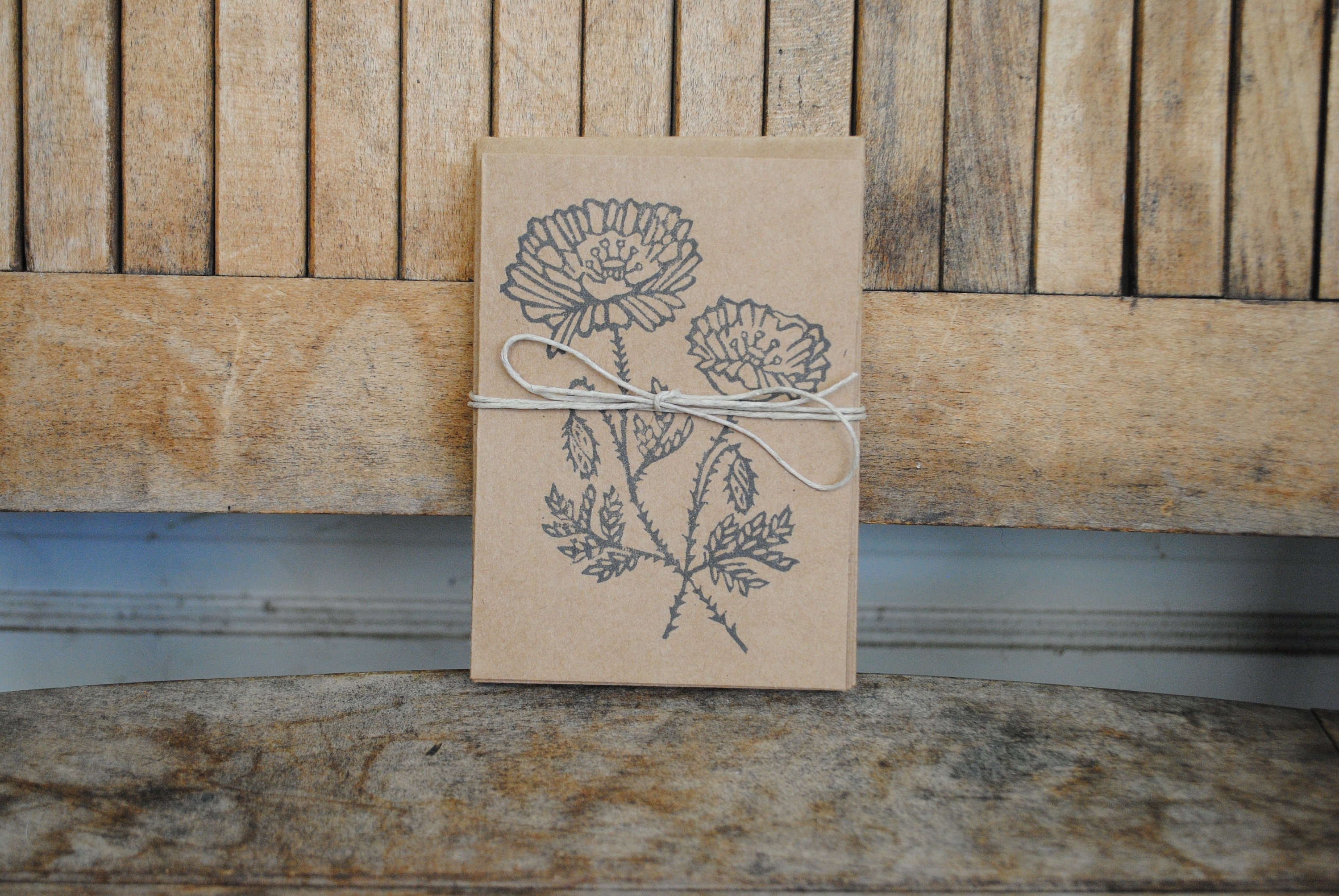Poppies - Set of Five Blank Cards - Recycled Cardstock - Handmade ...