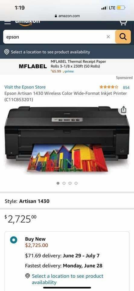 Epson Artisan 1430 Tintenstrahldrucker Wireless Wide Format Wide Format Etsy