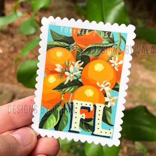 Central Florida Stamp Inspired Waterproof Sticker With Oranges - Etsy