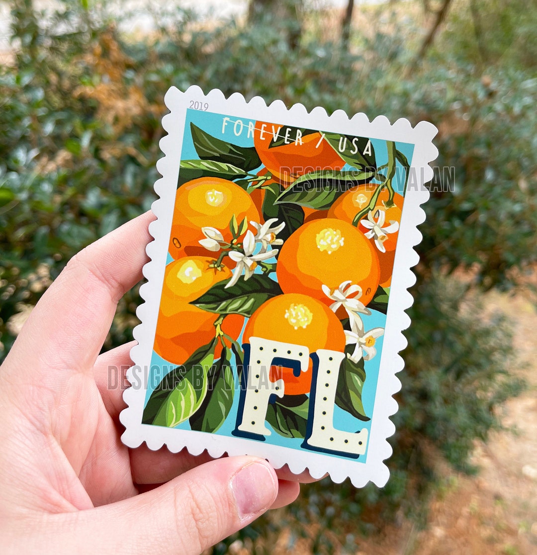 Large Central Florida Stamp Inspired Magnet With Oranges and Orange ...