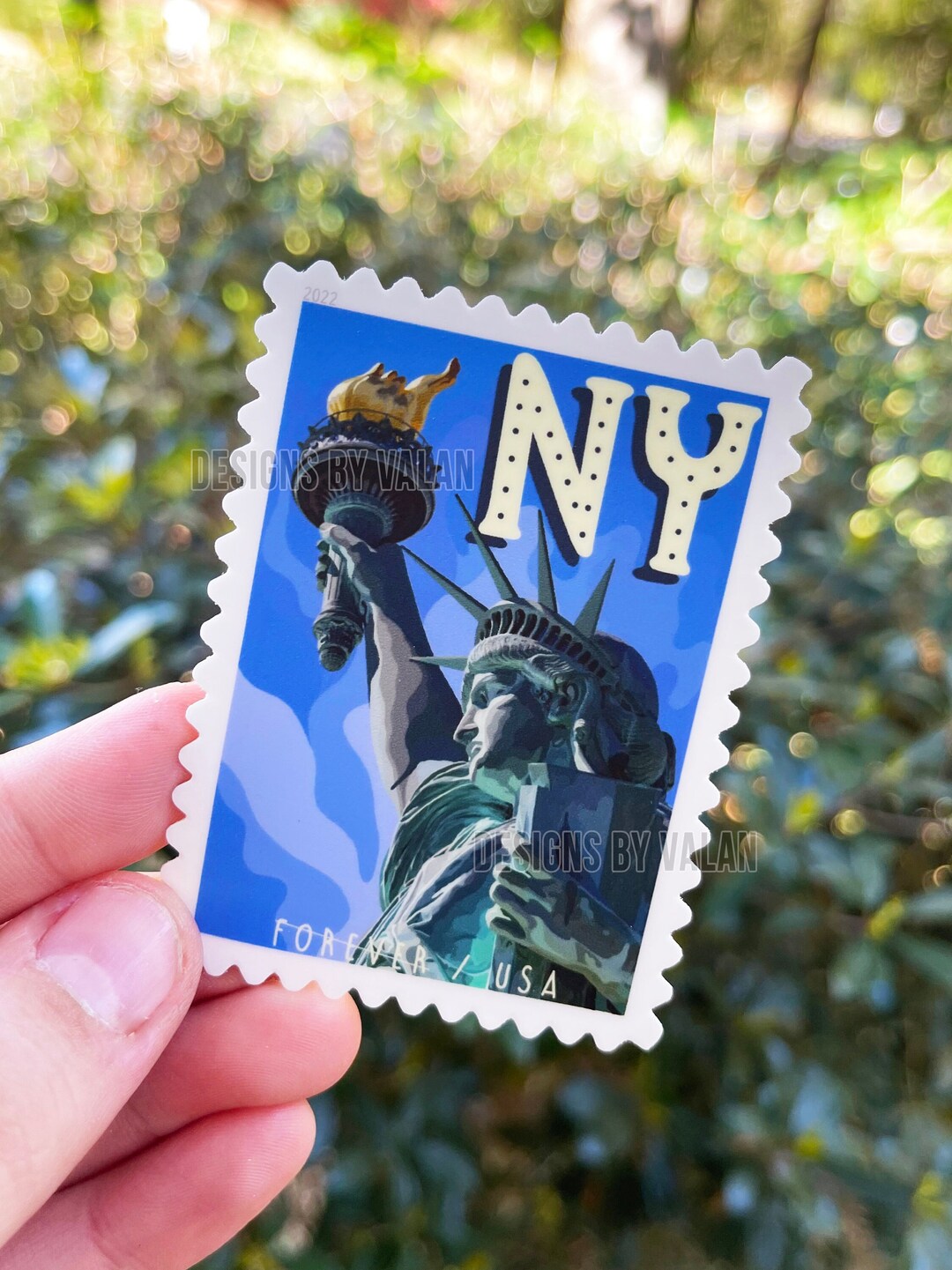 New York Stamp Inspired Waterproof Sticker With the Statue of Liberty ...