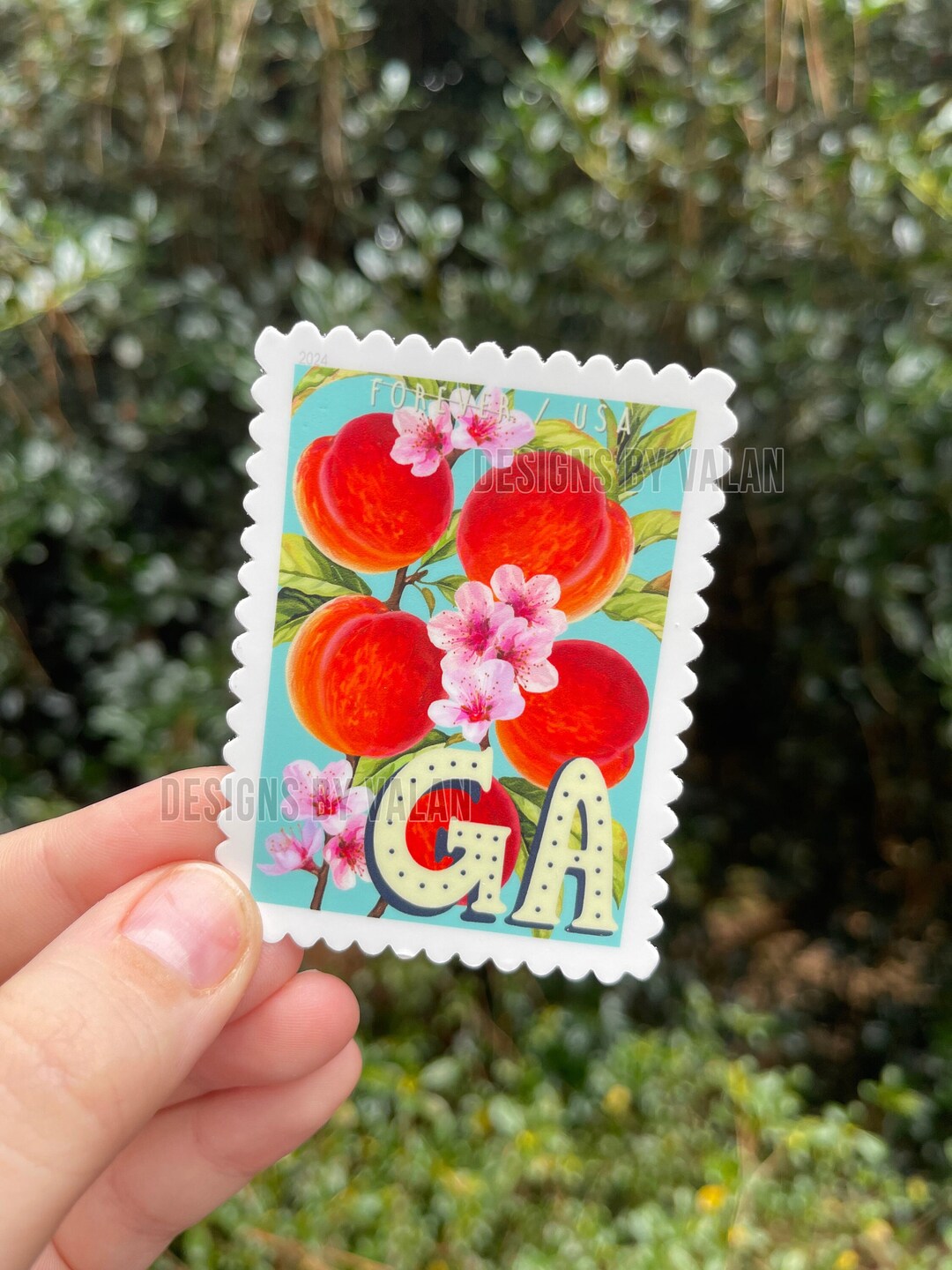 Georgia Stamp Inspired Waterproof Sticker With Peaches and Peach ...