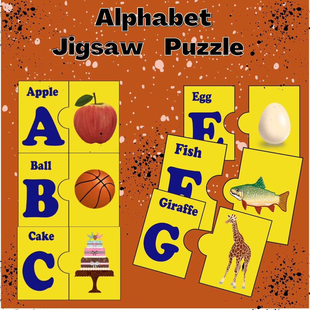 Alphabet Flashcards ABC Jigsaw Puzzle Cards Homeschool - Etsy