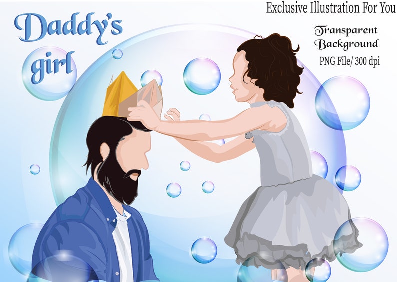 Fathers Day Clipart Father Daughter Clipart Dad and - Etsy