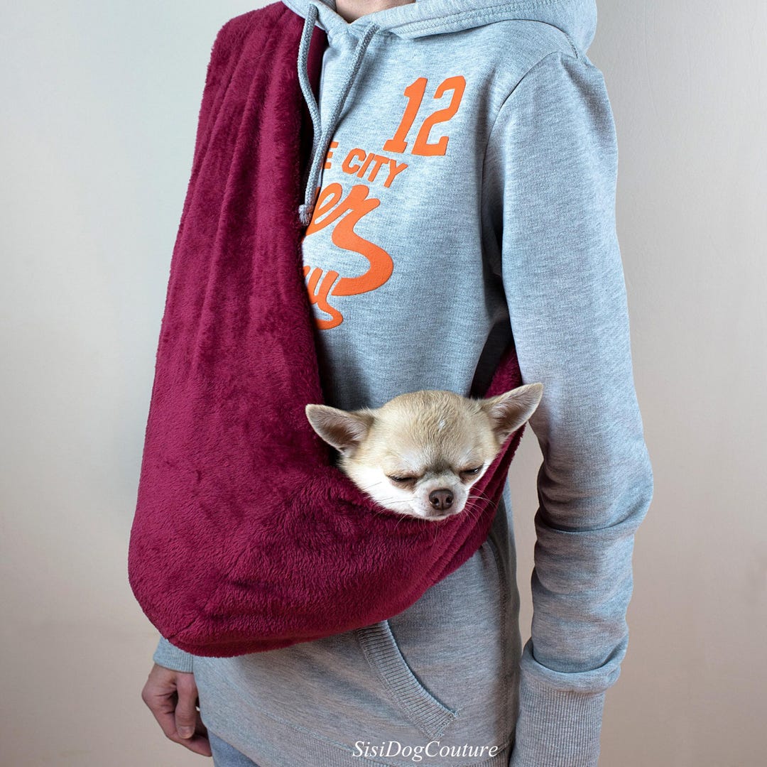 Plush Minky Dog Sling for Walking, Small Dog Carrier up to 18 Lbs ...
