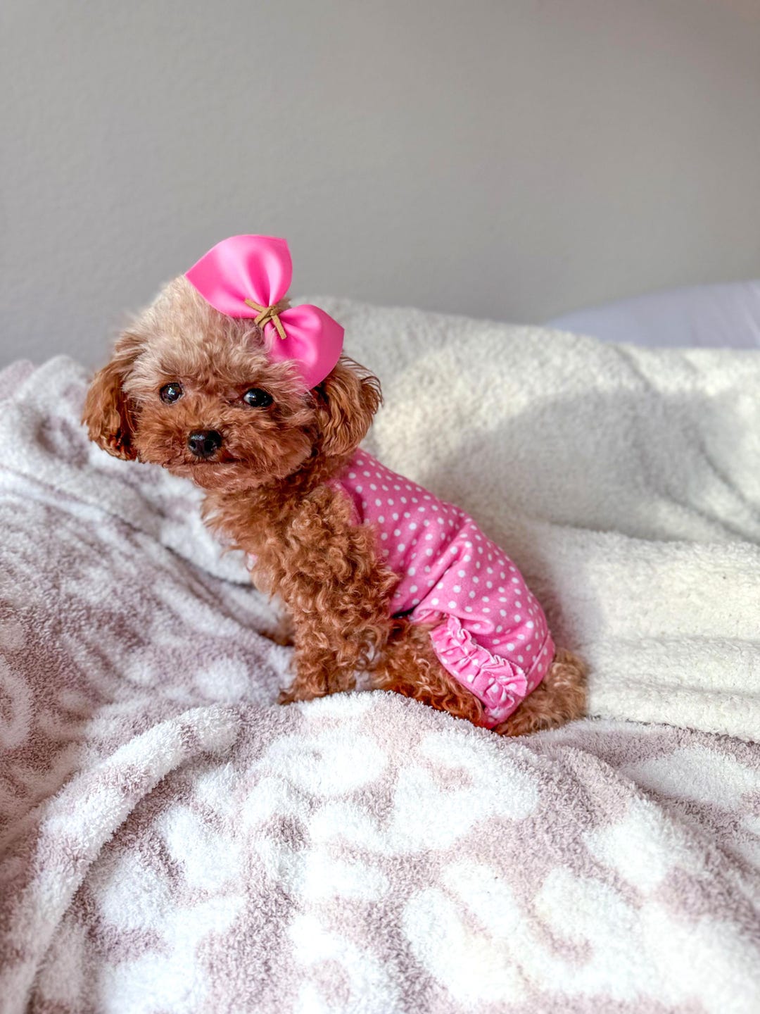 Pink Polka Dot Dog Jumpsuit: Cotton Teacup Puppy Clothes - Etsy