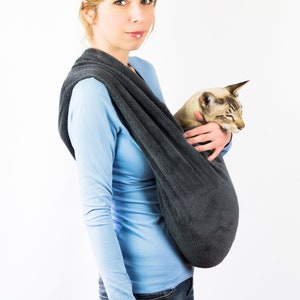 Cat Sling Minky Fleece Dark Gray Pet Carrier for Cat up to 18 - Etsy