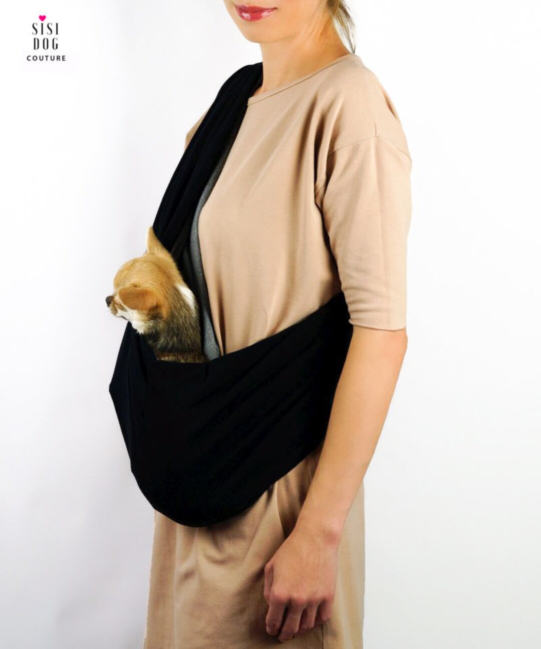 Cat Sling Jogging Fabric Dark Gray Black, Cat Carrier for Cats up to 18 ...