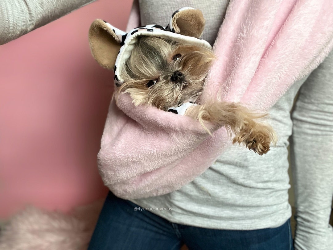 Reversible Minky Dog Sling Carrier for Small Dogs - Pink - Etsy