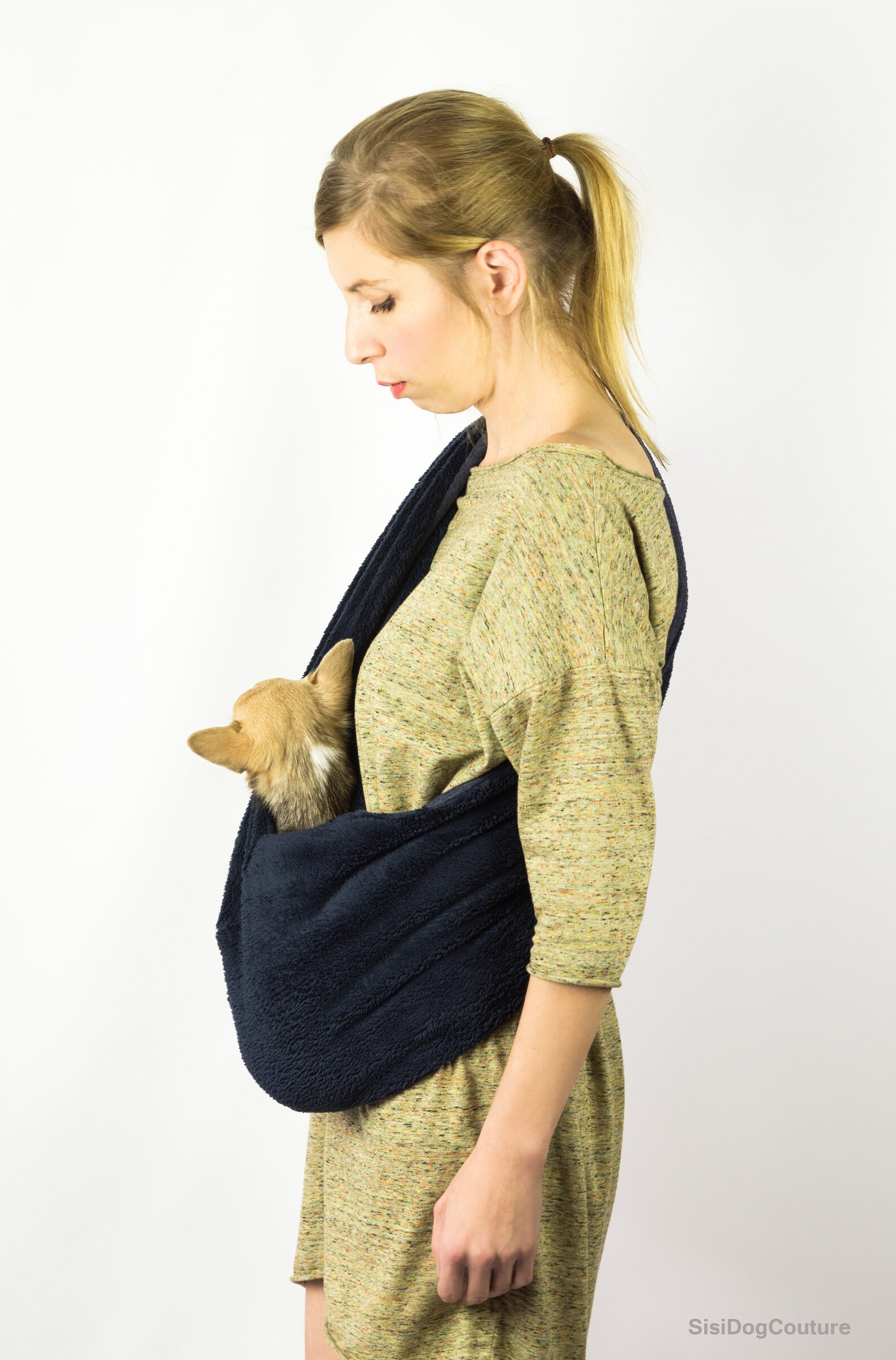 Pet Sling Minky Fleece Navy Blue Reversible Dog Carrier Dog - Etsy