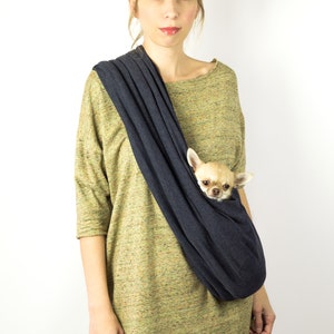 Pet Sling Minky Fleece Navy Blue, Reversible Dog Carrier, Dog Sling for ...