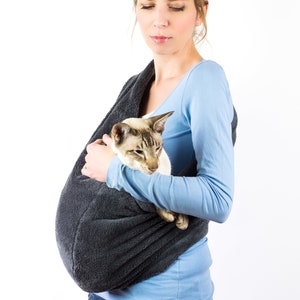 Cat Sling Minky Fleece Dark Gray Pet Carrier for Cat up to 18 - Etsy