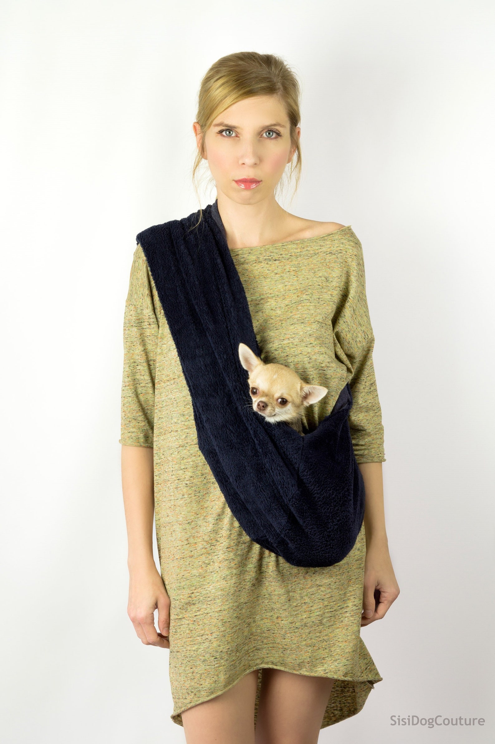 Pet Sling Minky Fleece Navy Blue Reversible Dog Carrier Dog - Etsy