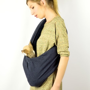 Pet Sling Minky Fleece Navy Blue, Reversible Dog Carrier, Dog Sling for ...