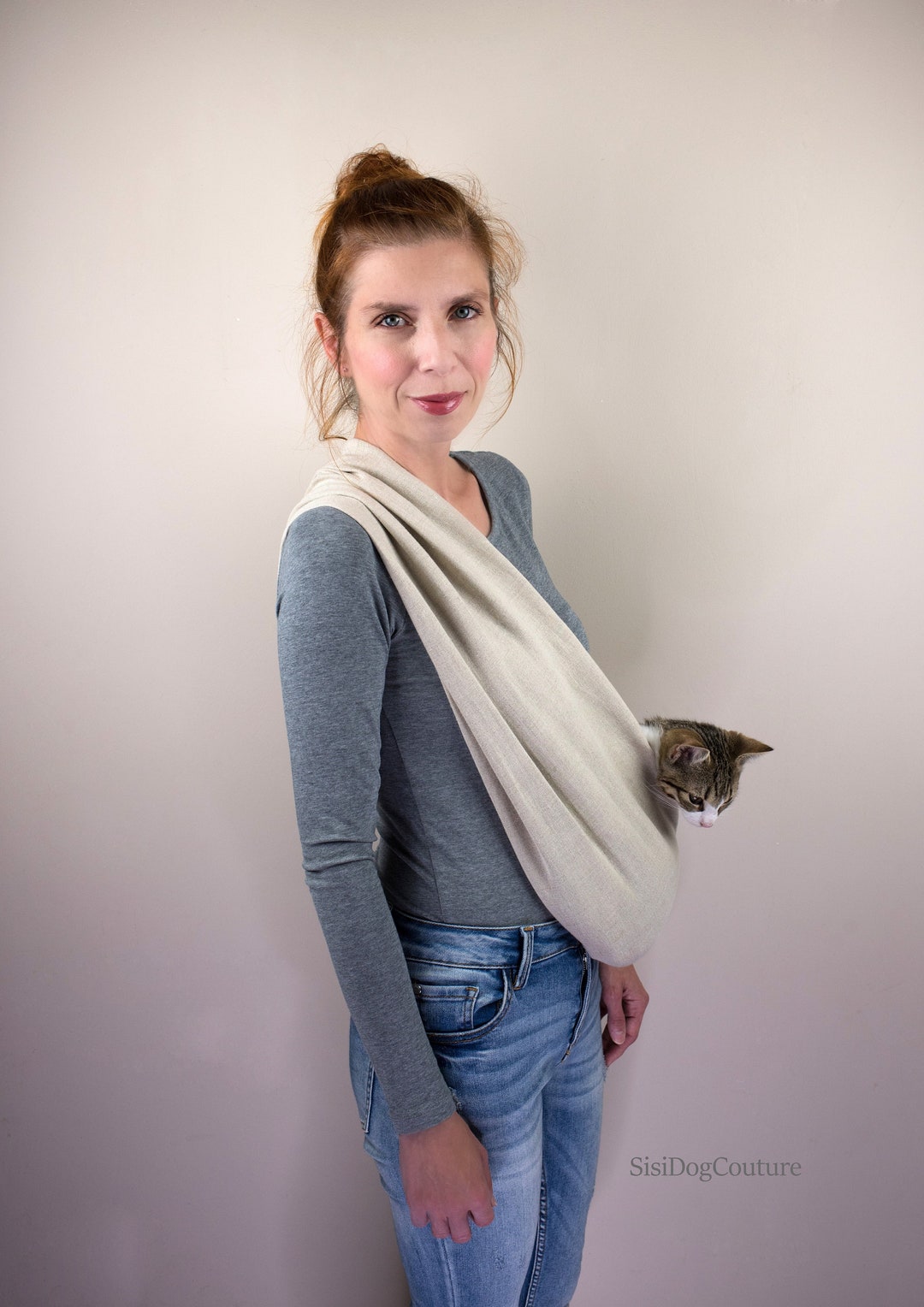 100 %linen Cat Sling – Beige, Carrier for Cats - Etsy