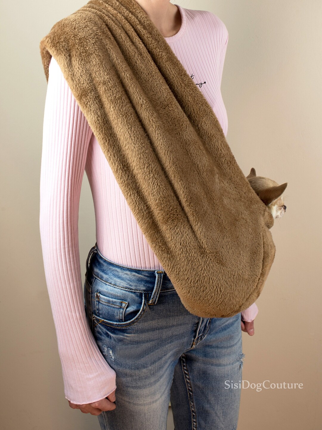 Minky Dog Sling Carrier: Cozy Cotton-lined Pet Pouch for Small Dogs - Etsy