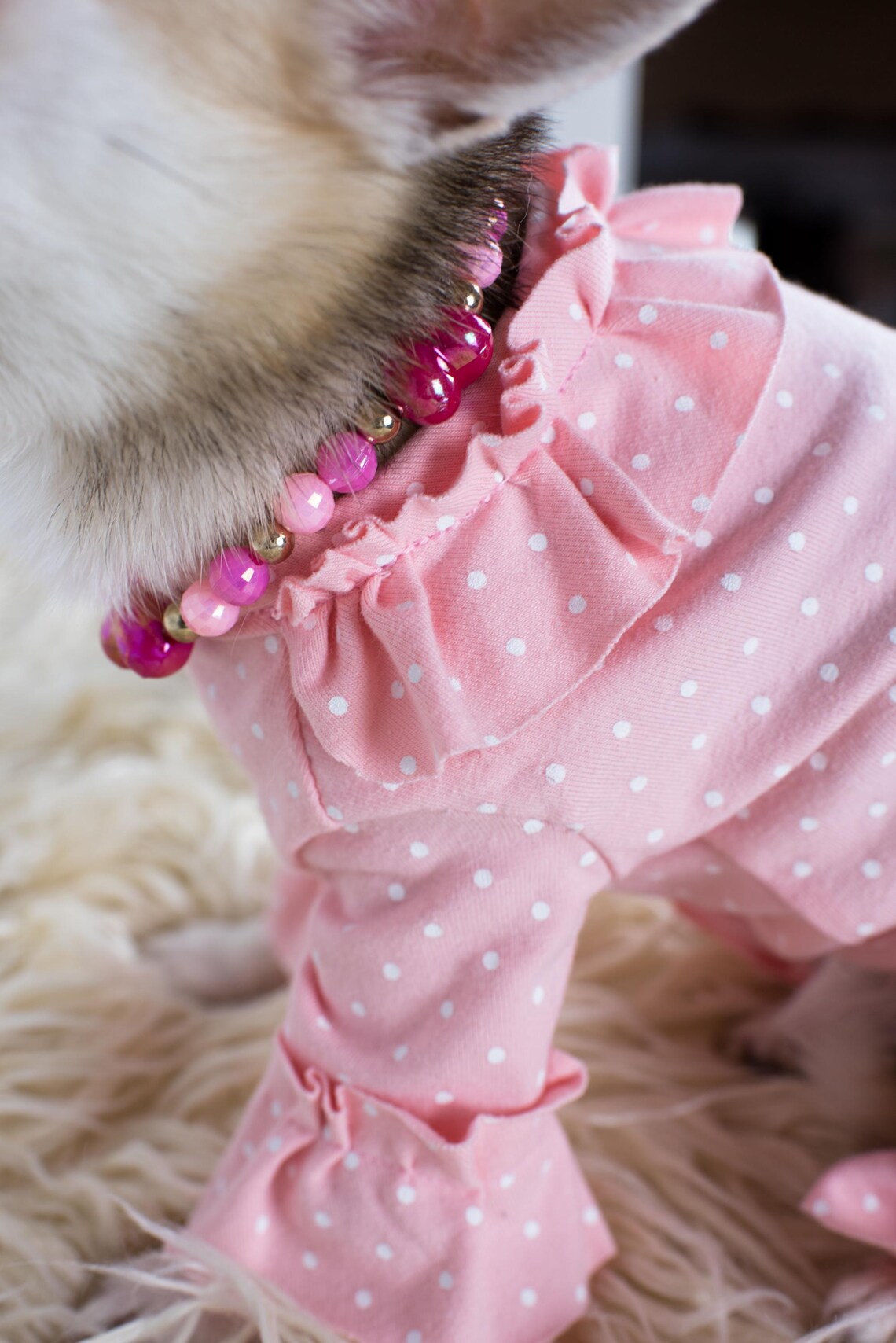Pink Ruffle Dog Onesie: Cotton Pet Jumpsuit - Etsy