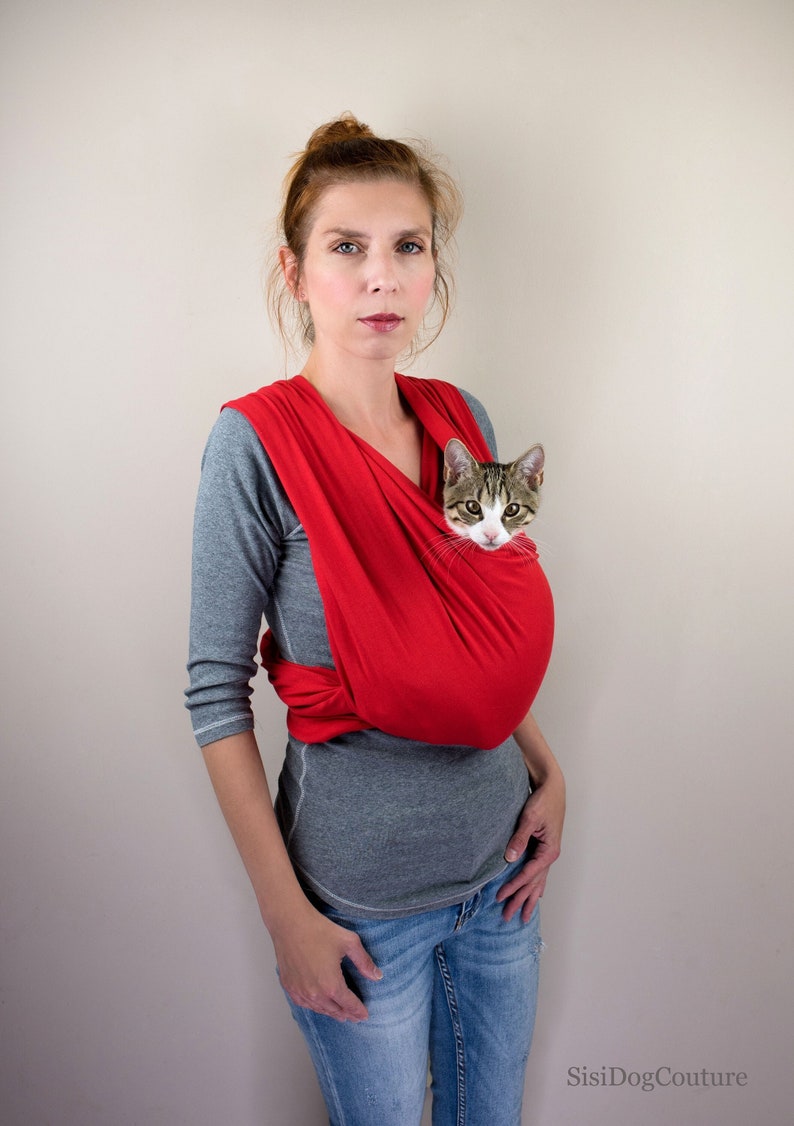 Cotton Cat Sling Carrier – Breathable, Pet Pouch - Hands-free - Etsy