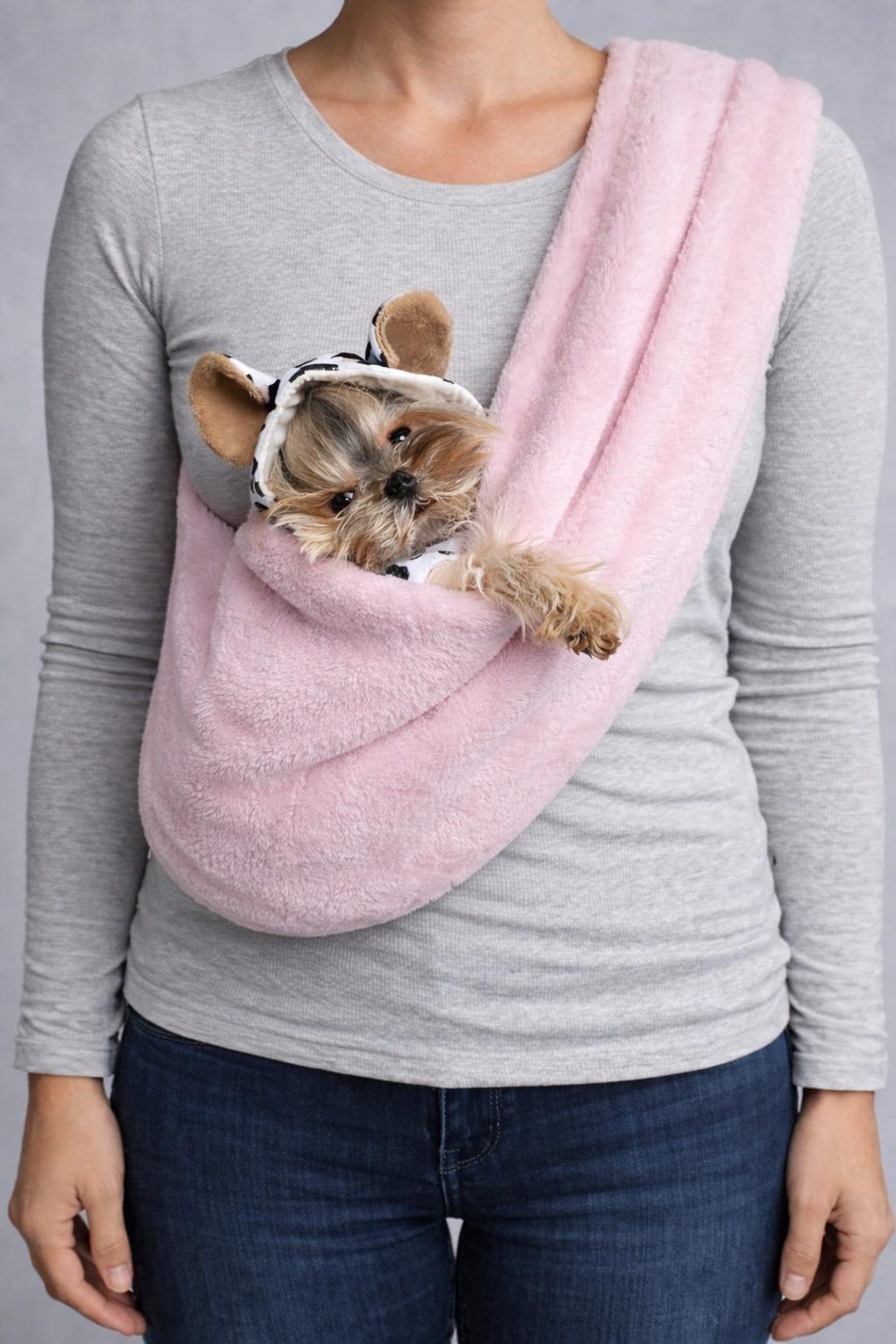 Minky Plush Dog Sling for Walking, Small Dog Carrier up to 18 Lbs ...