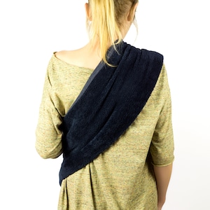 Pet Sling Minky Fleece Navy Blue, Reversible Dog Carrier, Dog Sling for ...