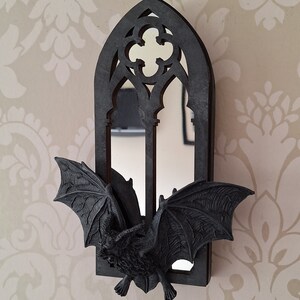 Unique Gothic Arch Window Mirror Vampire Bat Wall Décor Halloween Home ...