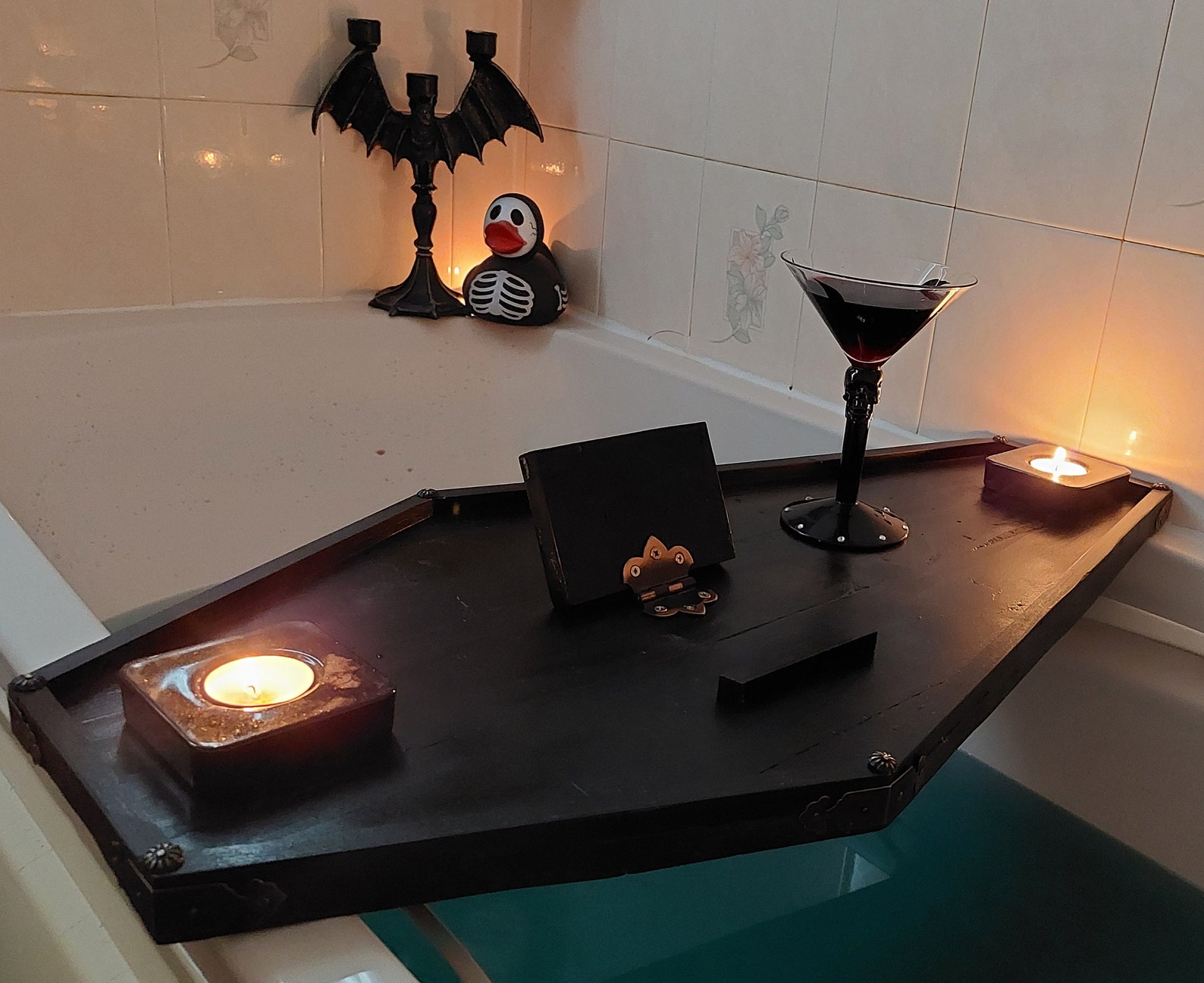 Gothic Vampire Coffin Bath Tray Caddy With Book Tablet Stand | Etsy