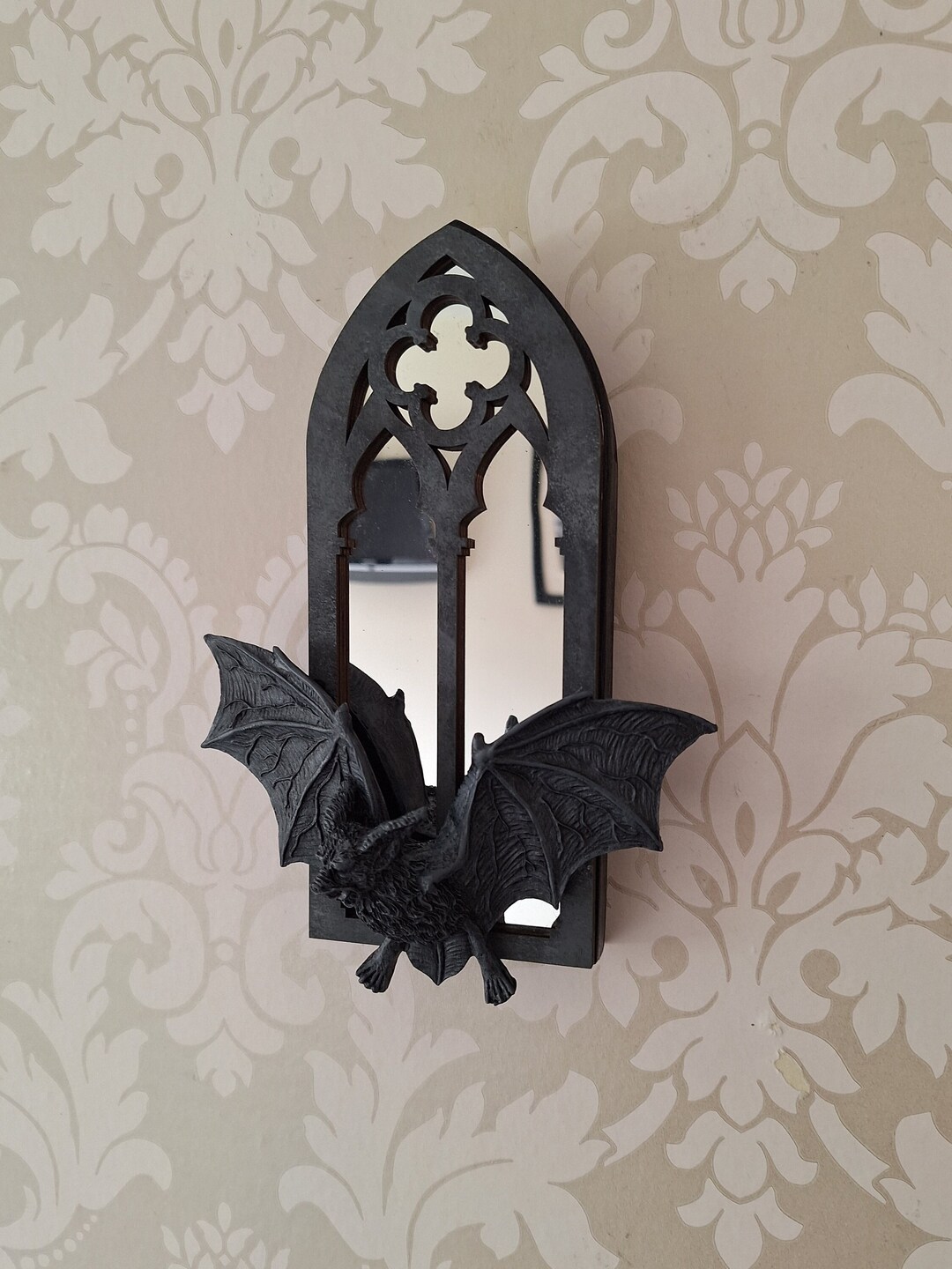 Unique Gothic Arch Window Mirror Vampire Bat Wall Décor Halloween Home ...