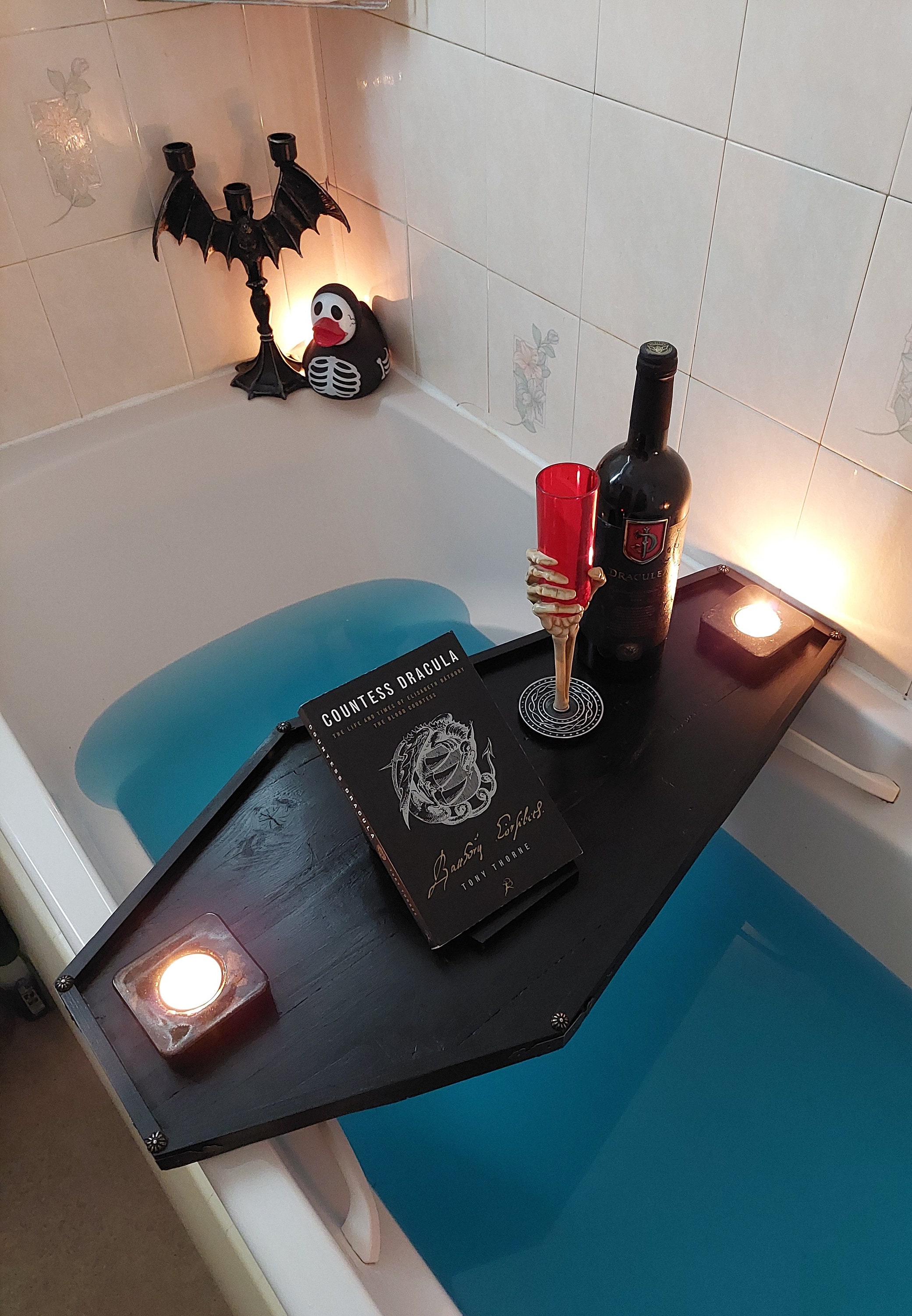 Gothic Vampire Coffin Bath Tray Caddy With Book Tablet Stand - Etsy UK