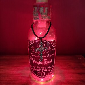 LED Light up Gothic Vampire Blood Dracula Night Light Bottle Lamp ...