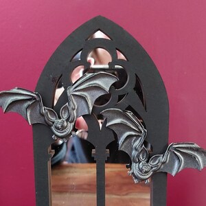 Unique Gothic Arch Window Mirror Vampire Bat Tealight Candle Holder ...