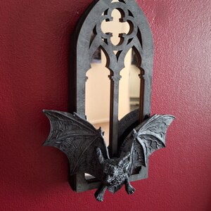 Unique Gothic Arch Window Mirror Vampire Bat Wall Décor Halloween Home ...