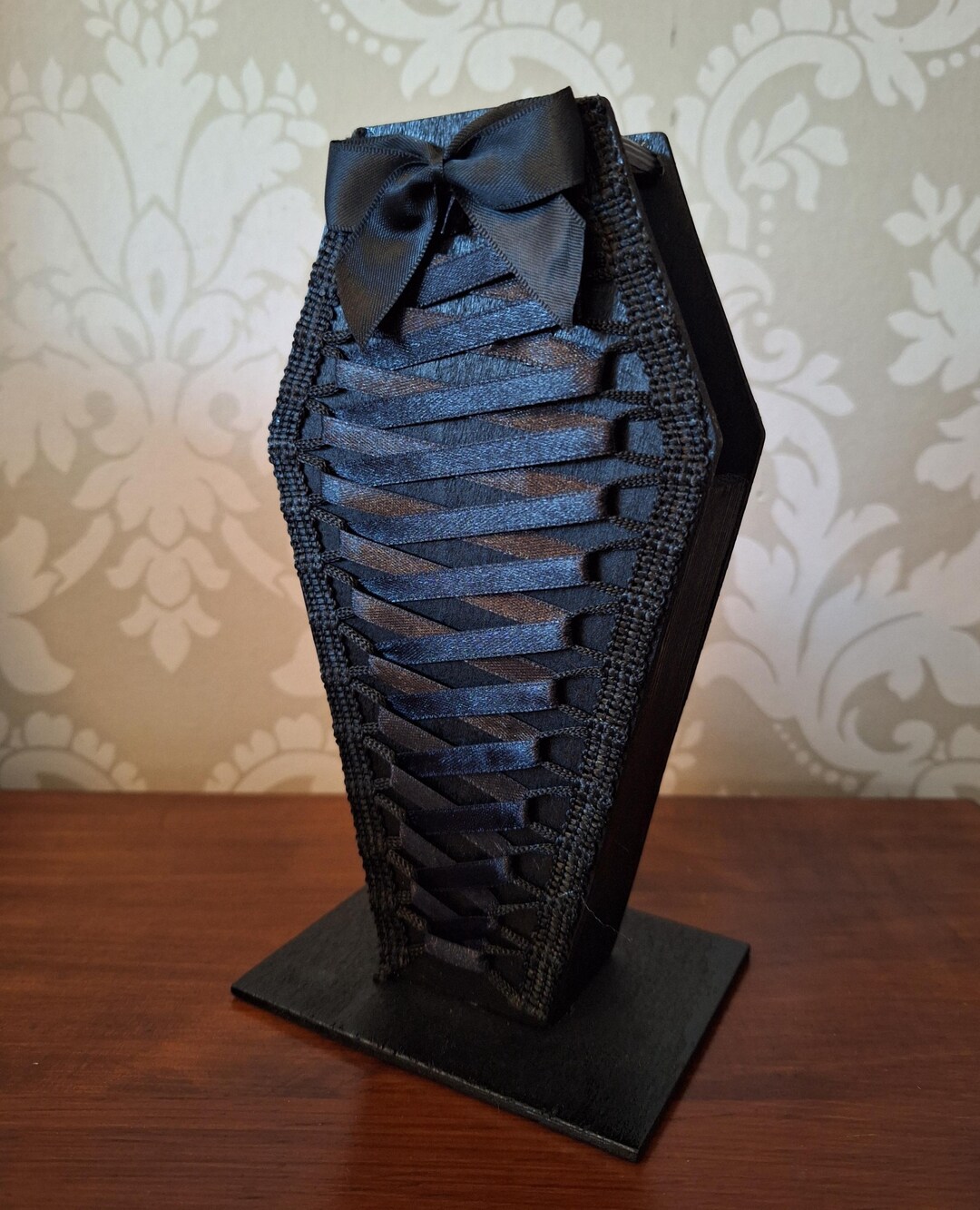 Gothic Coffin Makeup Brush Holder: Lace-up Corset Pen Pot - Etsy