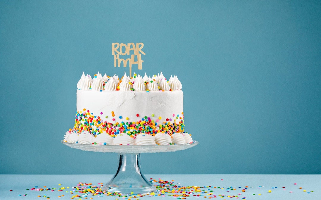 Roar I'm Four Cake Topper - Dinosaur Party Topper - Fourth Birthday ...