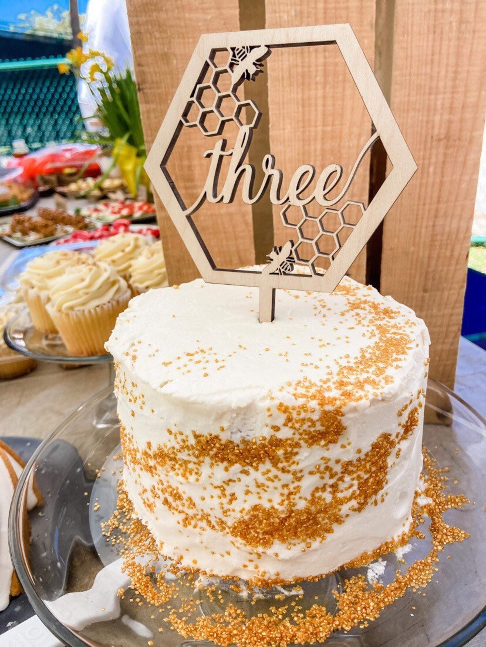 Honeycomb Cake Topper Bumble Bee Cake Topper Third - Etsy