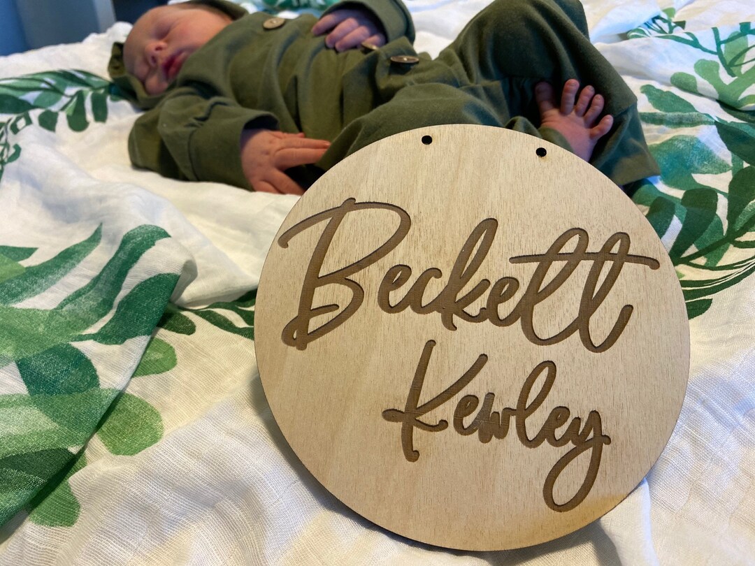 Baby Announcement Wooden Sign - Personalized Baby Announcement - Wooden ...