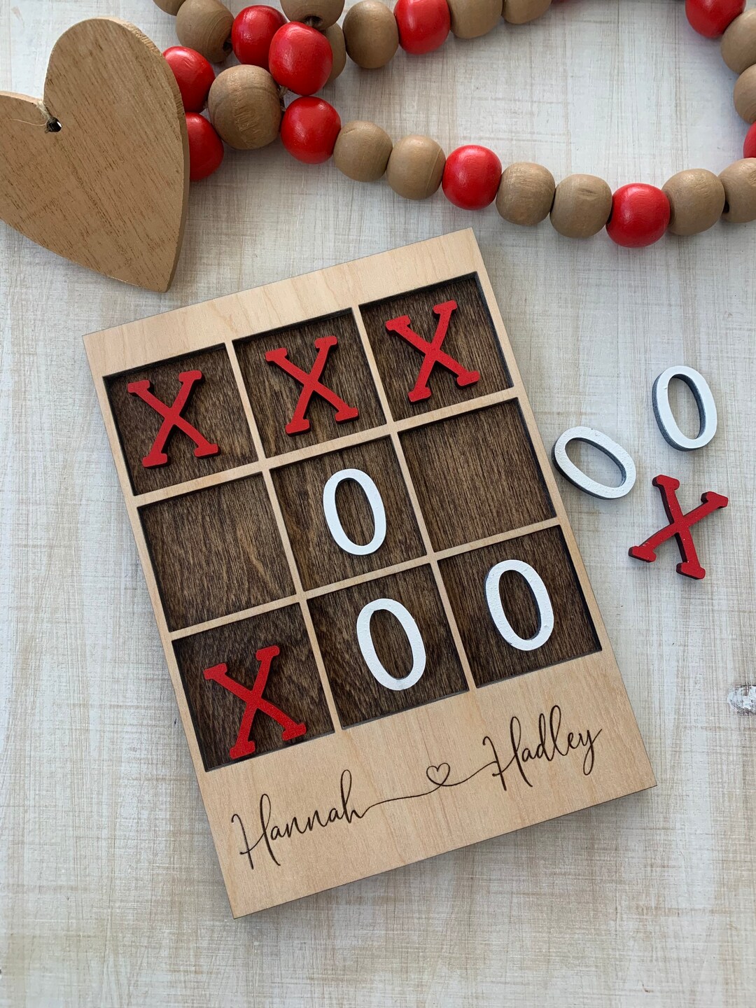 Valentine’s Day Gift - Tic-tac-toe Board - Customizable Tictactoe ...