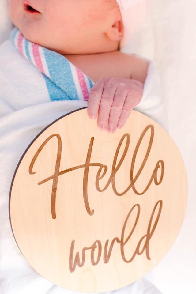 Baby Announcement Wooden Sign Hello World Wooden Round - Etsy 日本