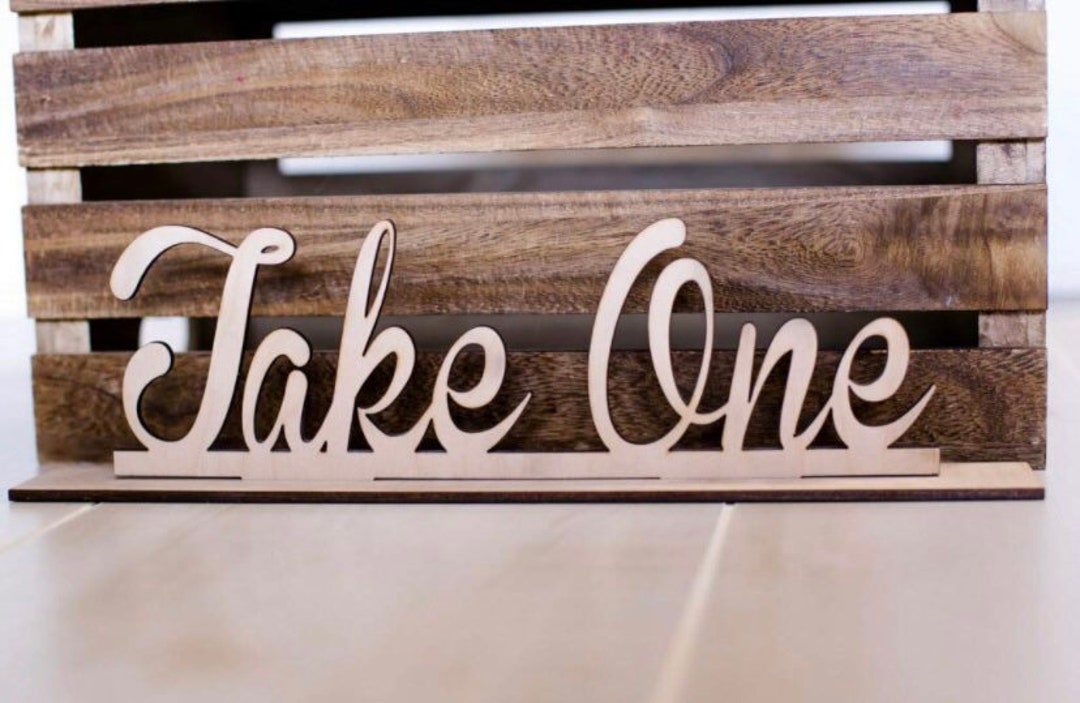 Rustic Take One Sign - Laser Cut Natural Wooden Wedding Decor - Wooden ...