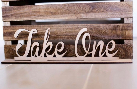 Rustic Take One Sign Laser Cut Natural Wooden Wedding Decor | Etsy