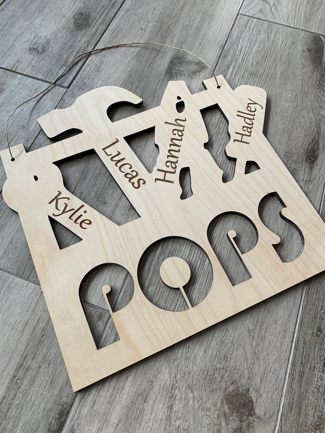 Personalized Grandpa Toolbox Sign: Etched Grandchildren Names, Wooden ...