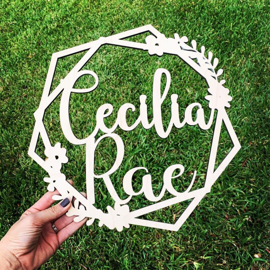 Custom Name Sign - Floral Name Sign -wooden Name Sign -first and Middle ...