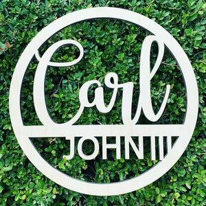 Custom Name Sign - Circle Name Sign -wooden Name Sign -first and Middle ...