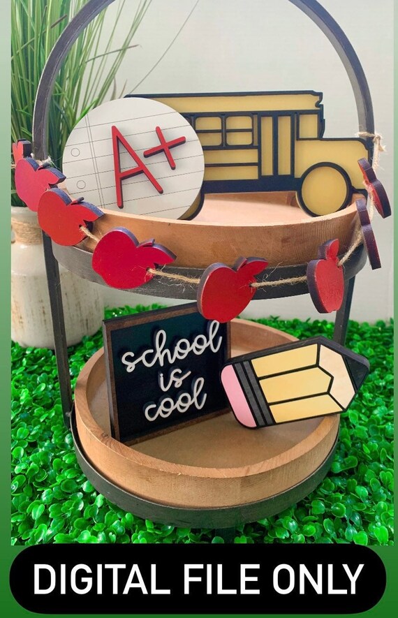 Back to School Cut File Back to School Tiered Tray CUT - Etsy